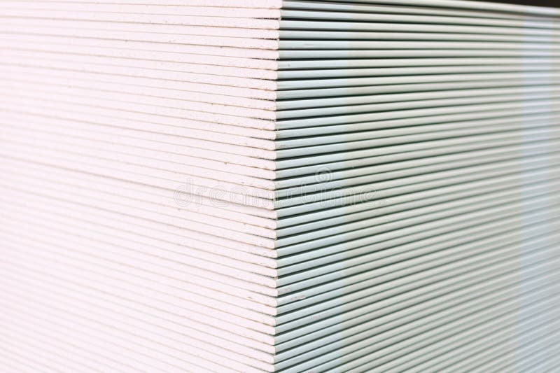 Gypsum Plasterboard in the Pack. the Stack of Gypsum Board Preparing ...