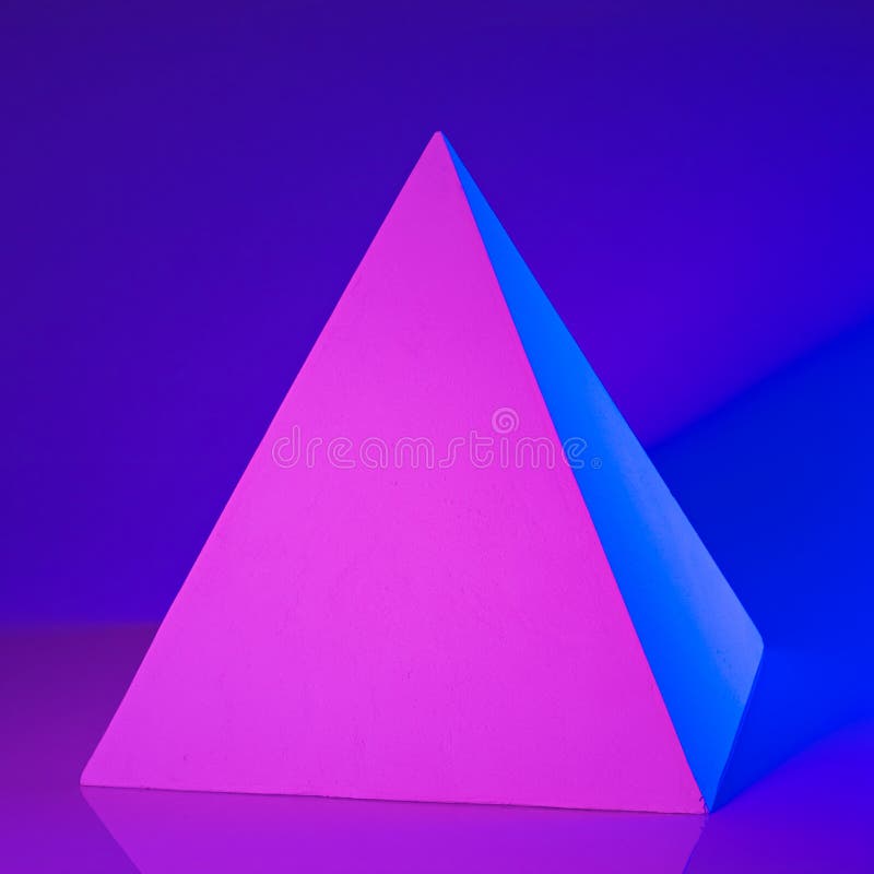 Gypsum Pyramid in Pink and Blue Neon Light Stock Image - Image of ...