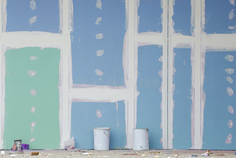 Gypsum Wall Under Construction Stock Image - Image of remodeling ...