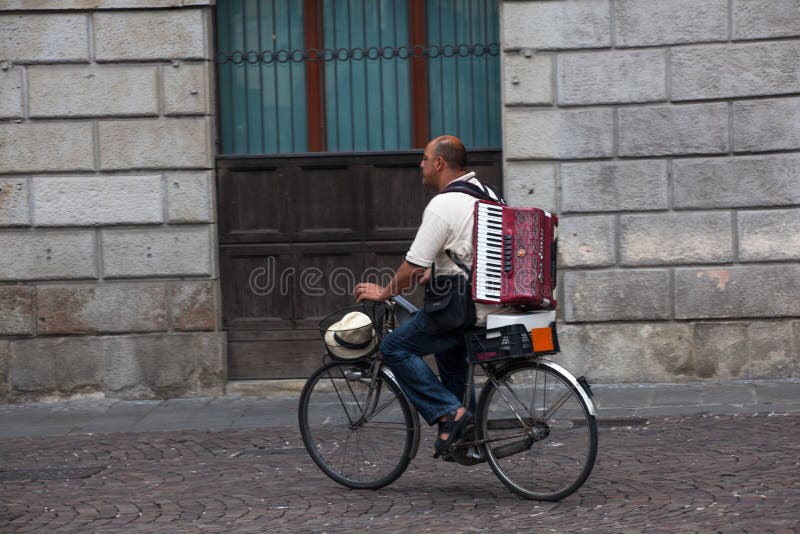 Gypsy biker, Padova editorial photography. Image of squeezebox - 45037452
