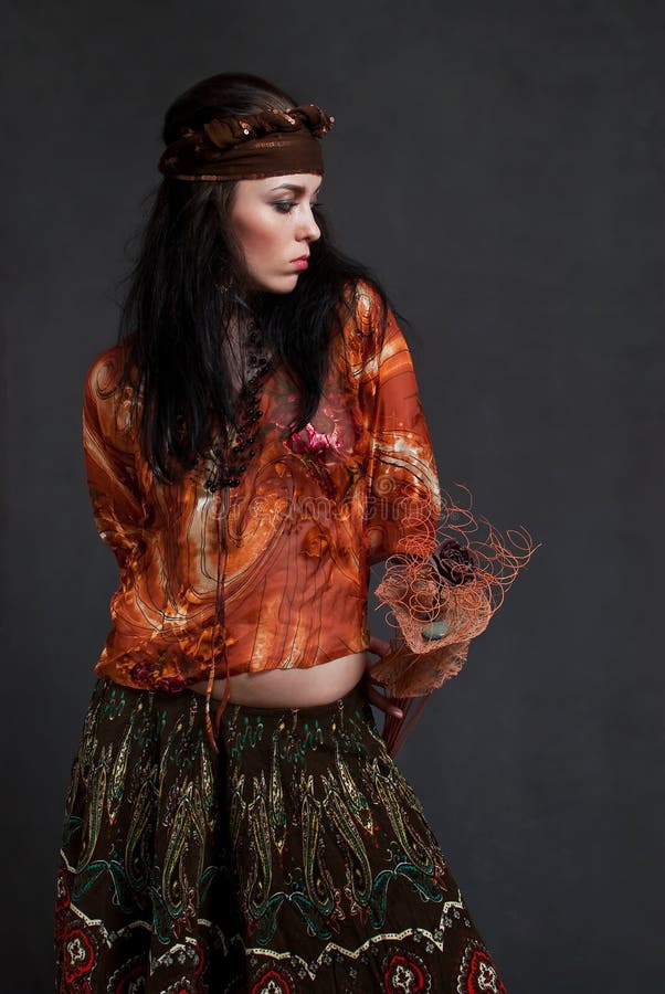 Gypsy woman stock photo. Image of kerchief, black, beautiful - 16443394