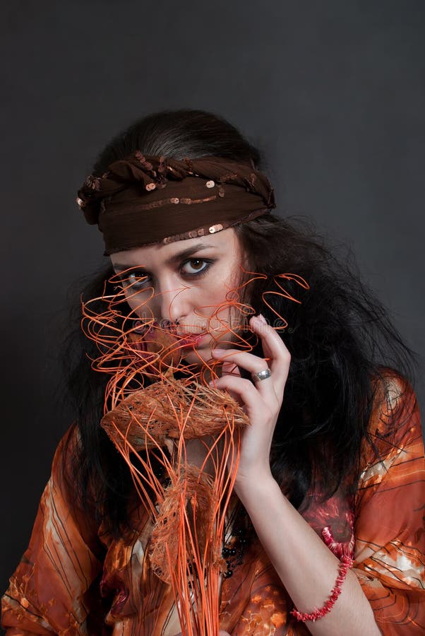 Gypsy woman stock photo. Image of kerchief, black, beautiful - 16443394