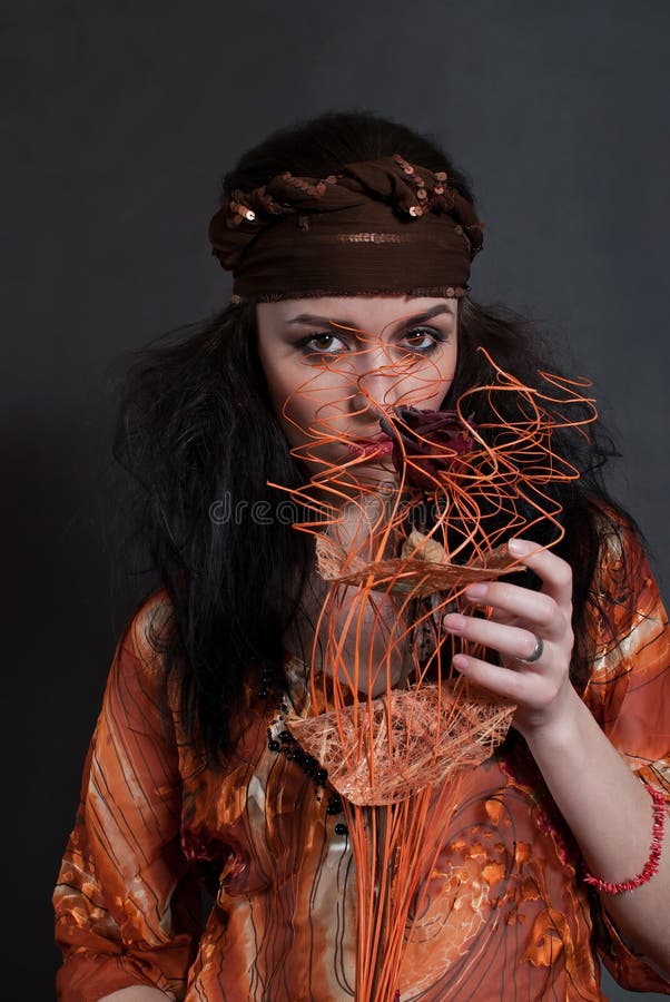 Gypsy woman stock photo. Image of kerchief, black, beautiful - 16443394