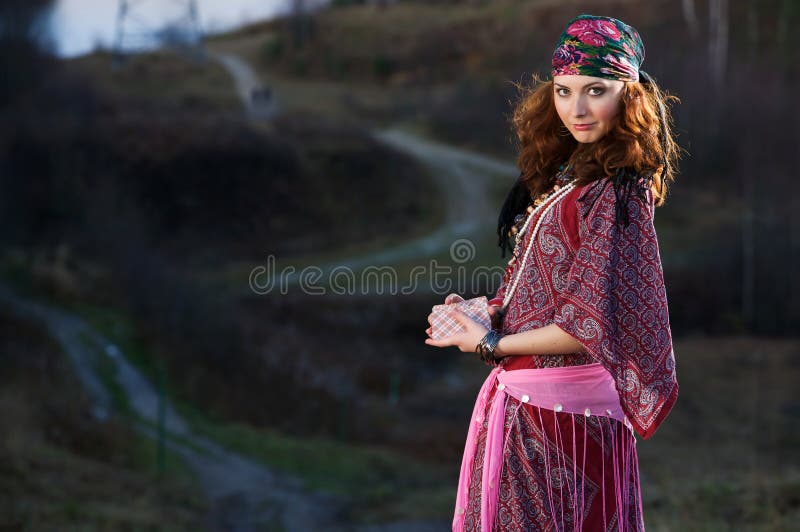 Gypsy Woman stock image. Image of dress, caucasian, dark - 8664619