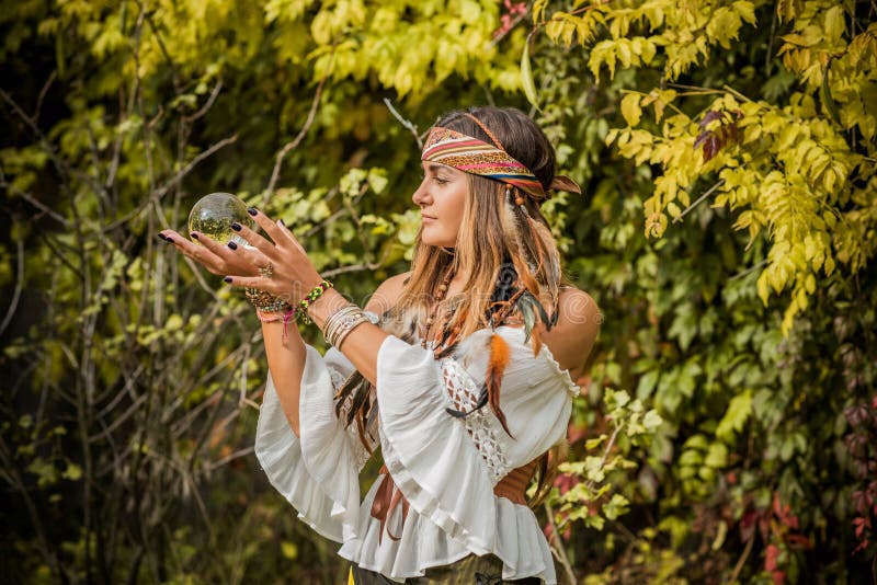 Gypsy Woman Predict Future, Boho Mystical Style Stock Image - Image of ...