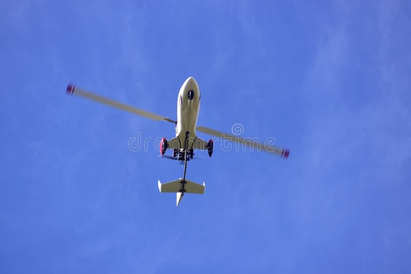 Gyrocopter Flying with Background of Blue Sky Stock Photo - Image of ...