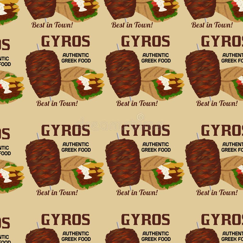 Gyros Pattern Texture Design Stock Vector - Illustration of gyros, meat ...
