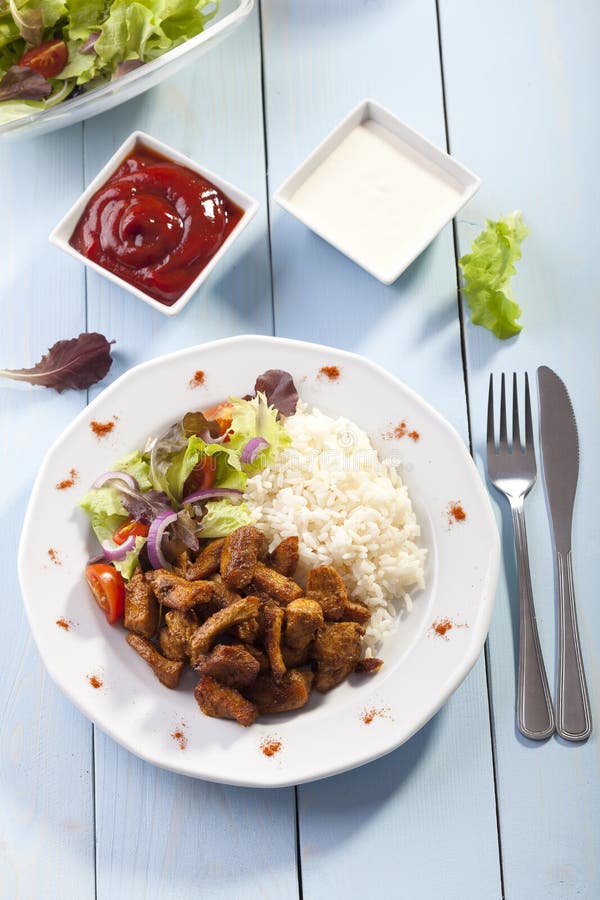 Gyros on a plate stock photo. Image of greek, onion - 190687158