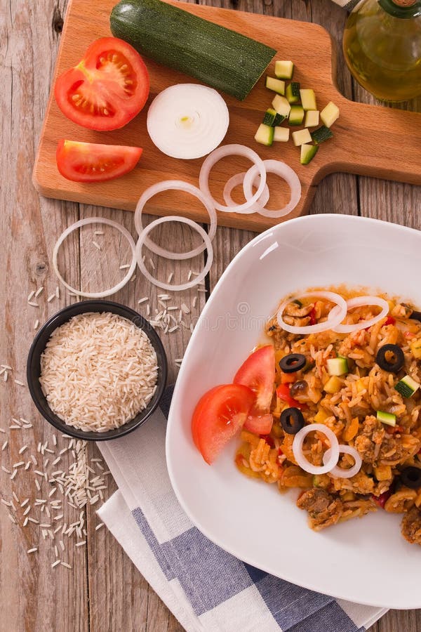 Gyros rice dish. stock image. Image of dinner, ingredient - 142348555