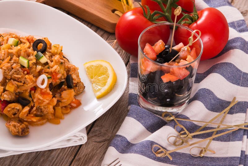 Gyros rice dish. stock photo. Image of meal, chopped - 149562766