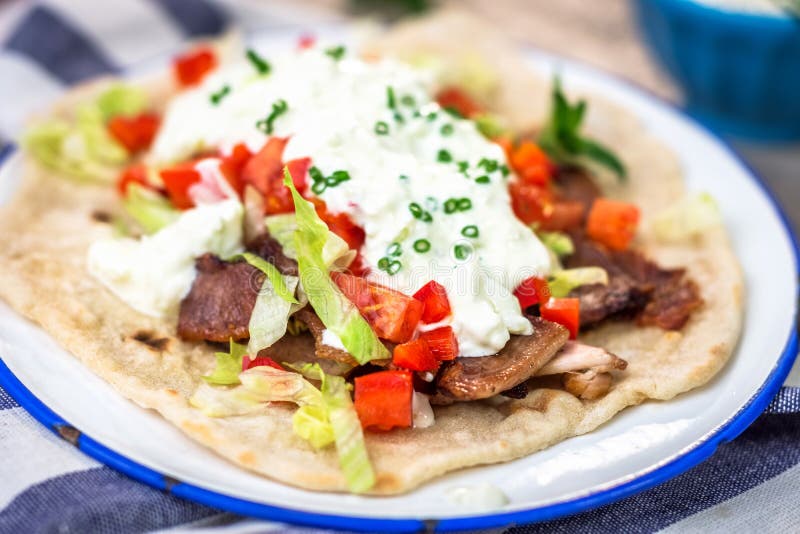 Gyros stock image. Image of turkish, meat, tomato, lebanese - 91400967