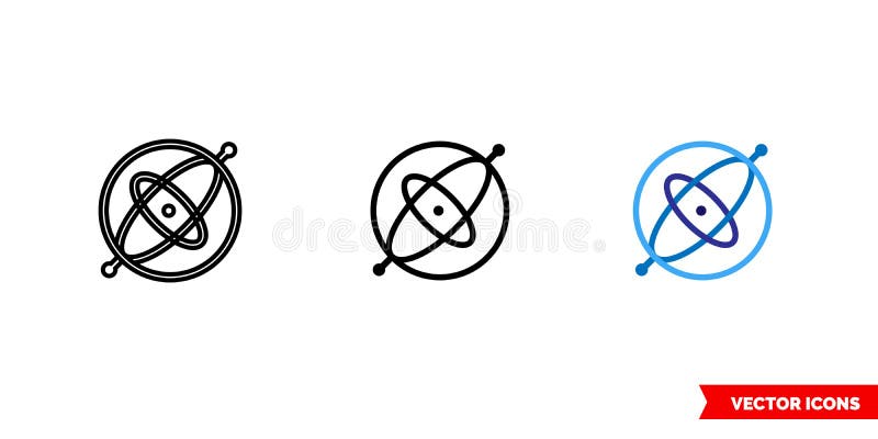 Gyroscope Icon of 3 Types Color, Black and White, Outline. Isolated ...