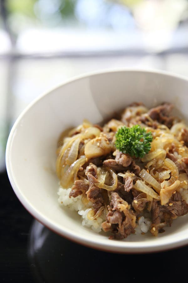 Gyudon Beef on a Bowl Japanese Food Stock Photo - Image of gyudon ...