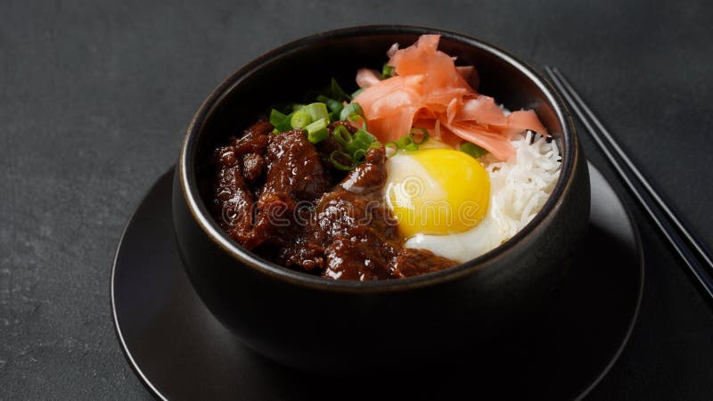 Gyudon : Japanese Food with Beef and Rice Stock Photo - Image of bowl ...