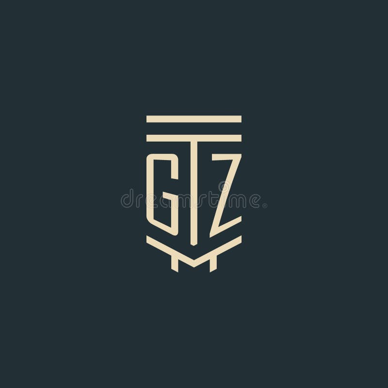 GZ Initial Monogram with Simple Line Art Pillar Logo Designs Stock ...