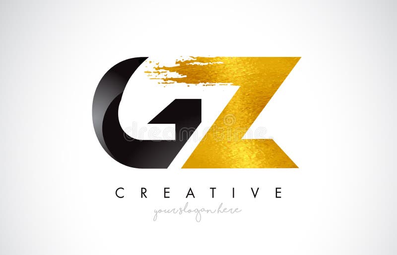 GZ Letter Design with Brush Stroke and Modern 3D Look Stock Vector ...
