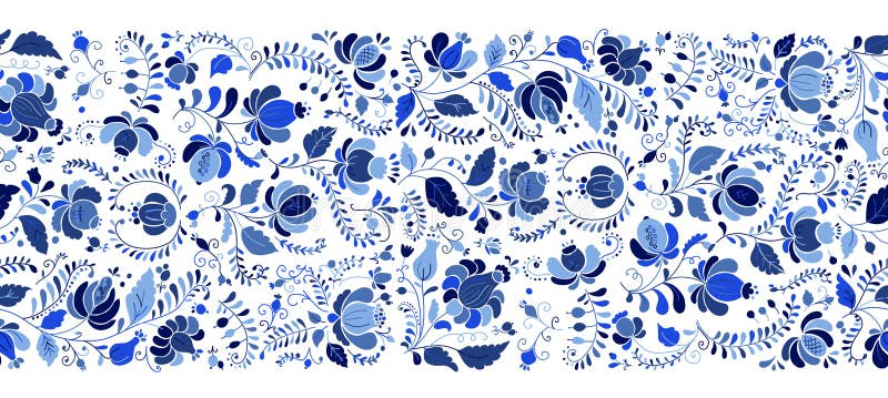 Gzhel Decorative Ornament. Seamless Pattern Background Stock ...