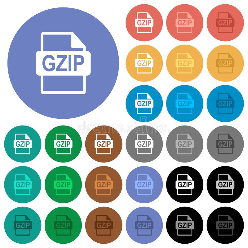 GZIP File Format White Icons in Round Glossy Buttons on Black ... GZIP File Format White Icons in Round Glossy Buttons on Black ...