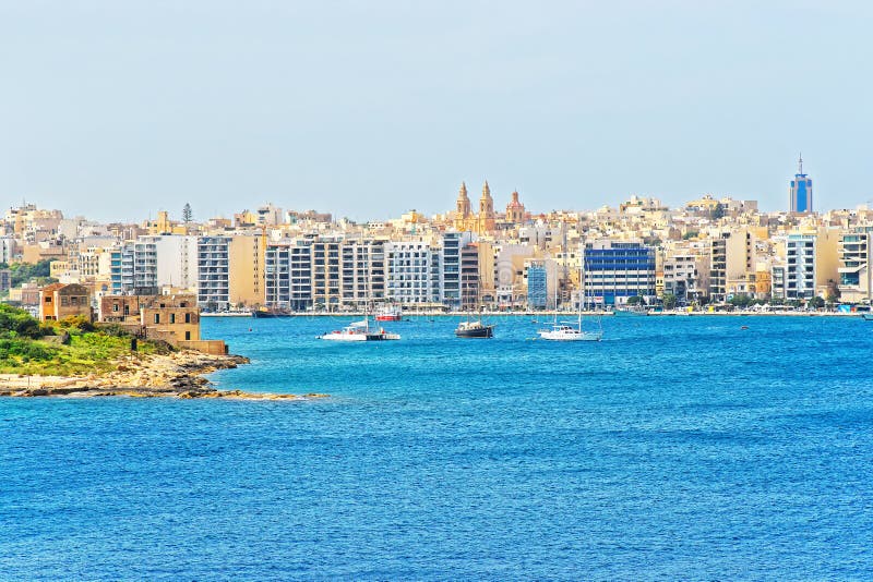 Gzira Town at Grand Harbor Malta Stock Image - Image of republic ...