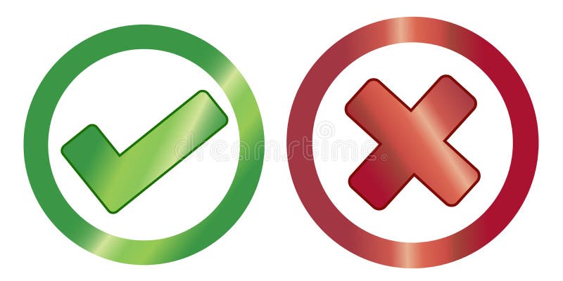 Häckchen und Kreuz vektor abbildung. Illustration von auslegung - 7368471