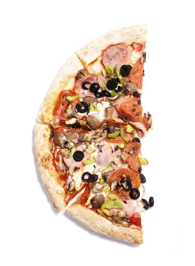 Halbe Pizza Mit Kirschtomaten, Spinat, Mozzarella, Feta, Kalamata ...