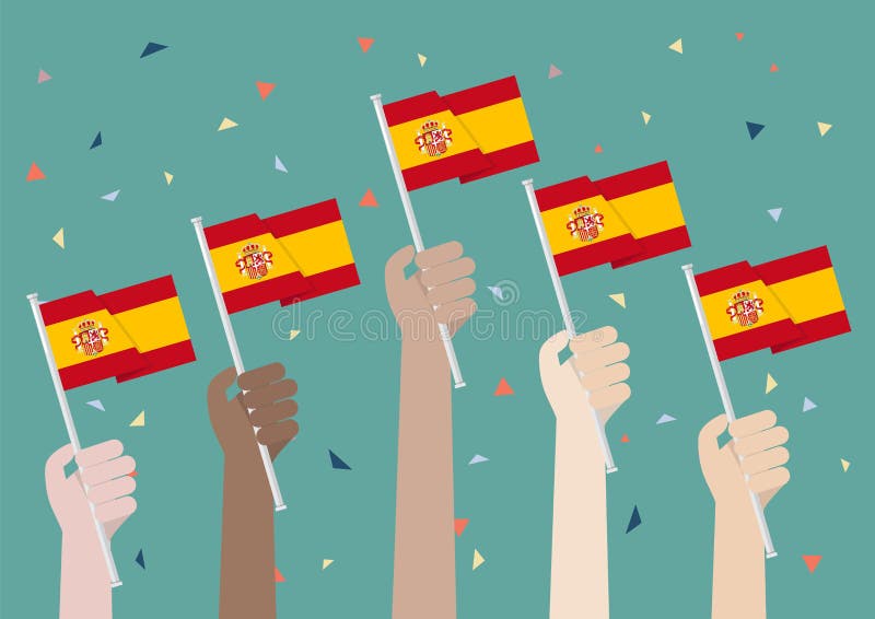 Hände, Die Spanien-Flaggen Halten Vektor Abbildung - Illustration von ...