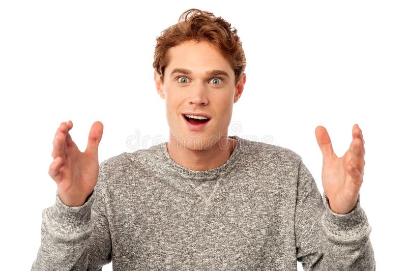 Häpen Ung Grabb Med Den öppna Munnen Fotografering för Bildbyråer ...