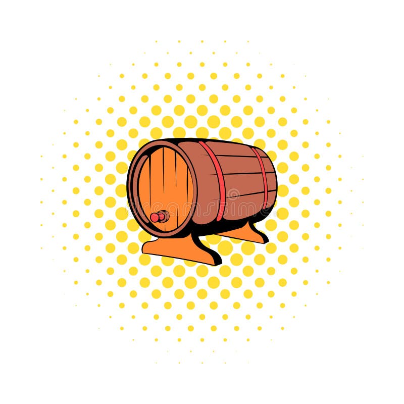 Hölzernes Fass Bier Mit Einer Hahnikonen-Ikonenkarikatur Vektor ...