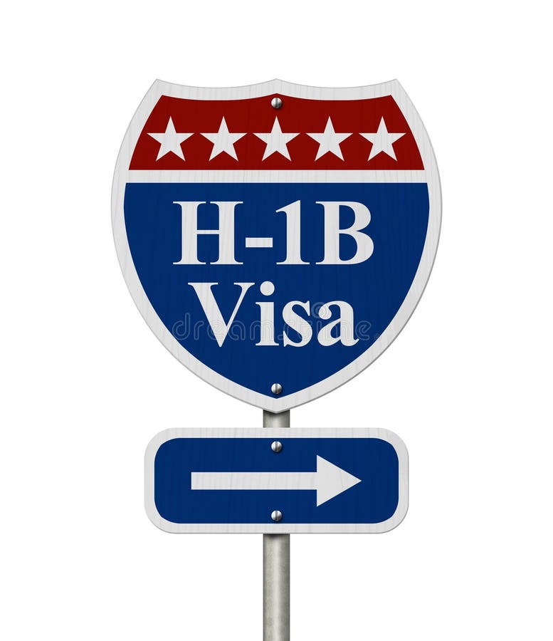 H-1B Visa Road Sign with Directional Arrow Isolated on White Stock ...