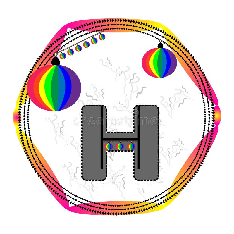 Alphabet H. Letter H Gradient Label. Rainbow Ball Sticker Frame Vector ...