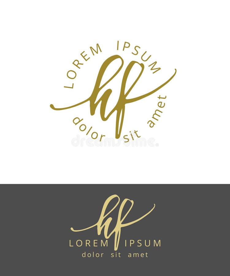 H F. Handdrawn Brush Monogram Calligraphy Logo Design Stock Vector ...