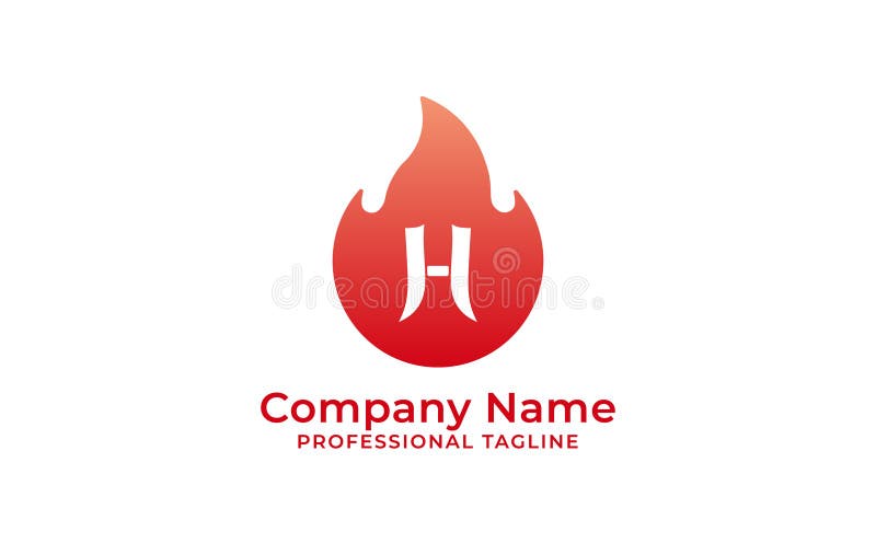 H on Fire Logo Design Template, H Logo in Fire Flame, Vector Eps File ...