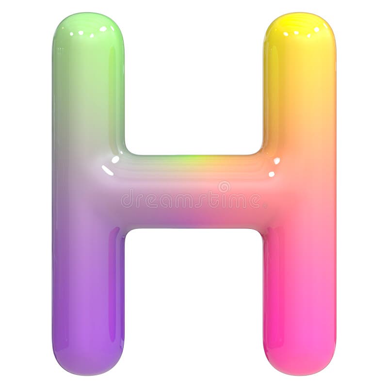 H Font Gradient 3D with White Background Stock Illustration ...