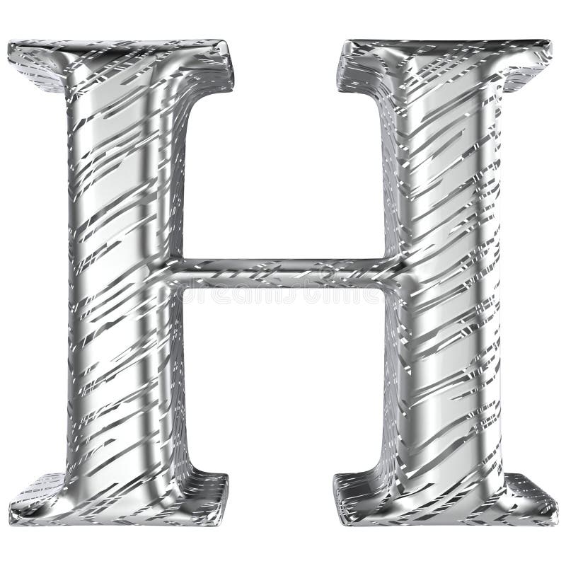 H Font Silver 3D with White Background Design Stock Image ...