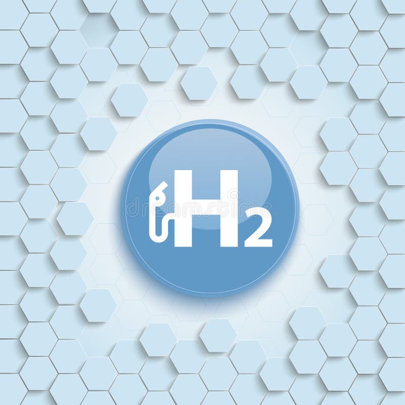 Blue Hexagon Structure Gears H2 Hydrogen Header Stock Vector ...