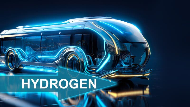 H2 Hydrogen Energy of Future. Hydrogen Fuel Cell Bus Stock Illustration ...