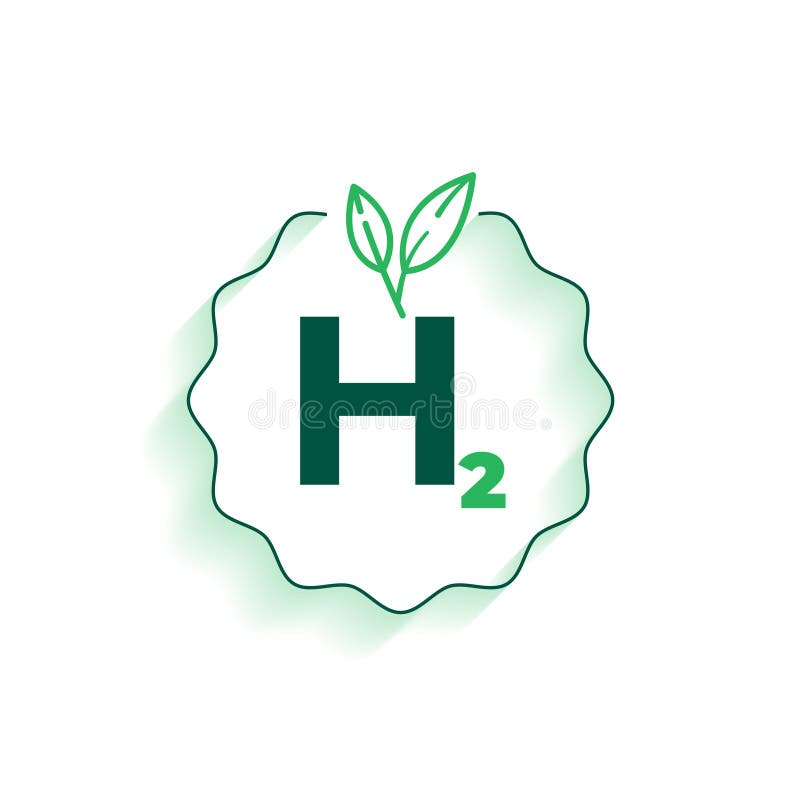 H2 Hydrogen Energy Symbol with Green Leaves Stock Vector - Illustration ...