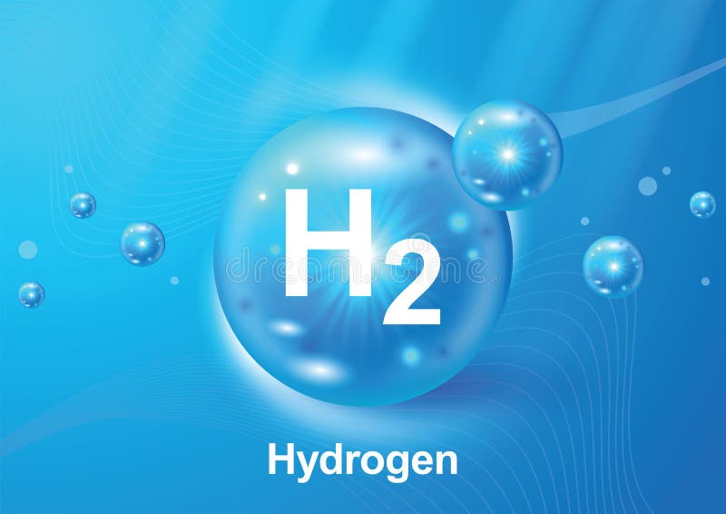 H2 Hydrogen Molecule Gas Pump. Floating Round Elements and Molecules ...