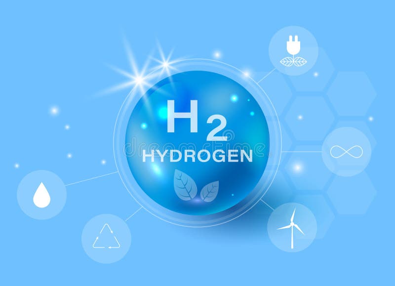 H2 Hydrogen Molecule Gas Pump. Floating Round Elements and Molecules ...