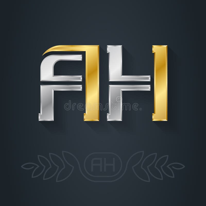 A and H - Initials or Gold and Silver Logo. AH - Metallic 3d Icon or ...