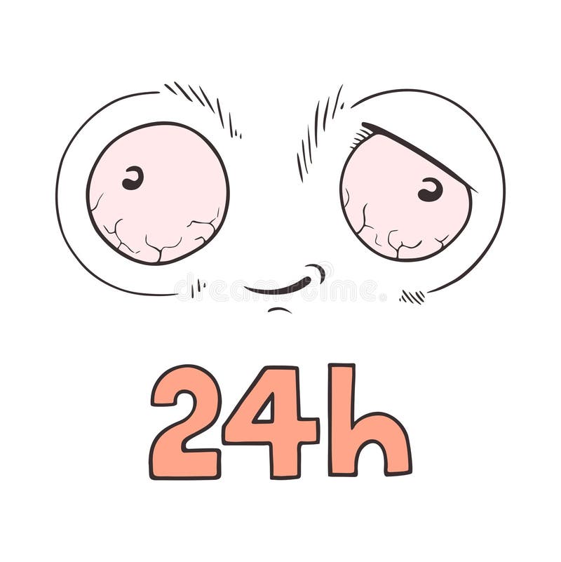 24 h insomnia face draw stock vector. Illustration of march - 352754259