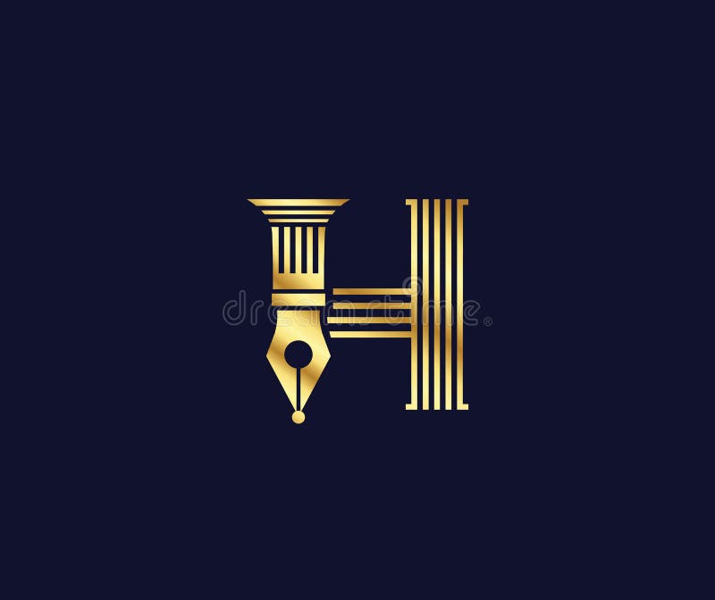 H Letter Lawyer Logo with Creative Design Gold Color Stock Vector ...