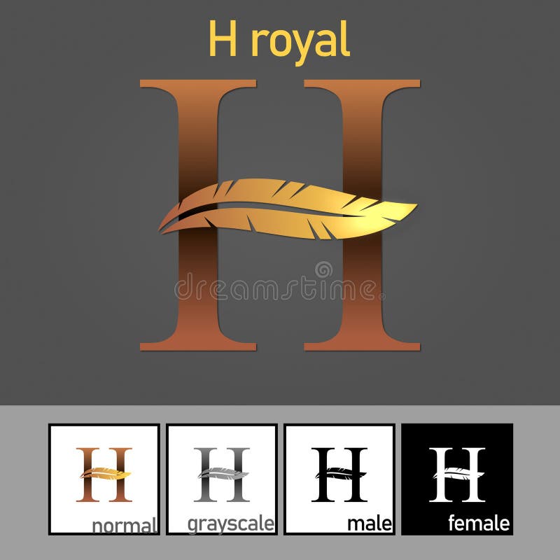 H Letter Logo Golden. Leaf Style - Vector Stock Vector - Illustration ...