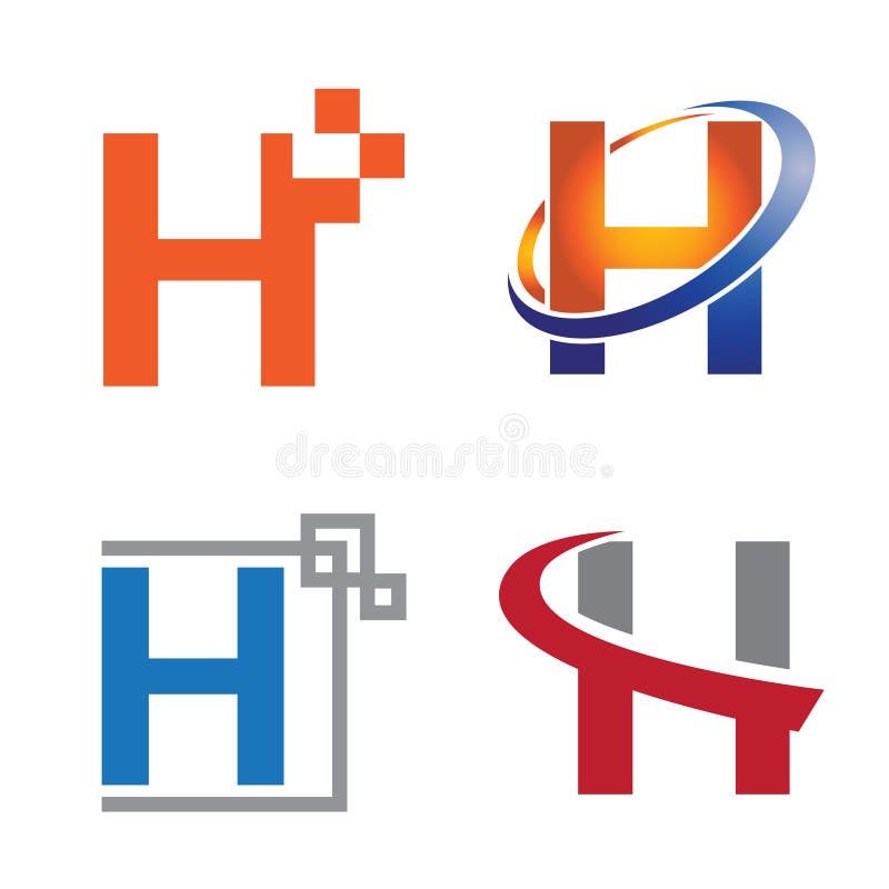 H Letter Technology Internet Symbol Logo Template Stock Vector ...
