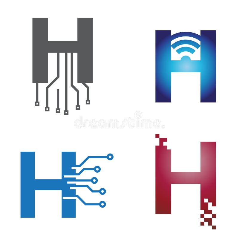 H - Letter Technology Internet Symbol Logo Template Stock Vector ...