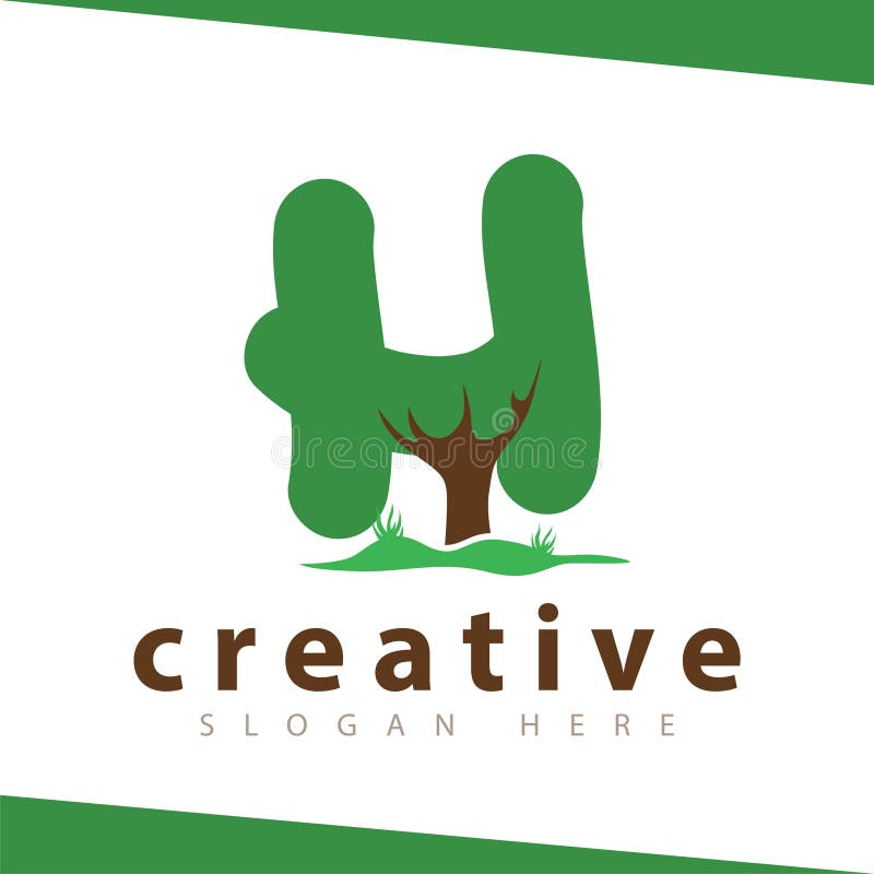 H Letter Tree Green Logo Vector Template Stock Vector - Illustration of ...