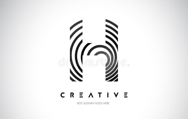 H Lines Warp Logo Design. Letter Icon Made with Black Circular Lines ...