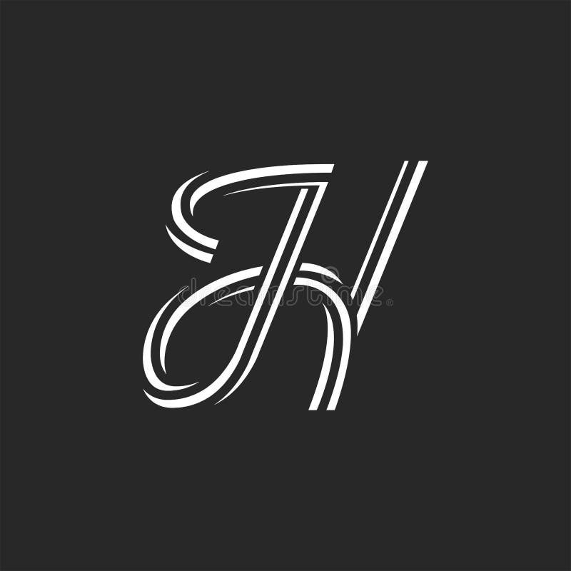 H Logo Calligraphic Italic Letter Monogram, Creative Cursive Letter ...