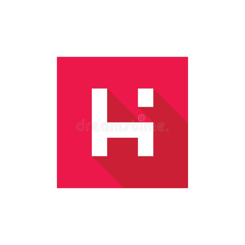 H Logo Design, Red Color H Letter Icon, Logo H with Red Square Shape ...