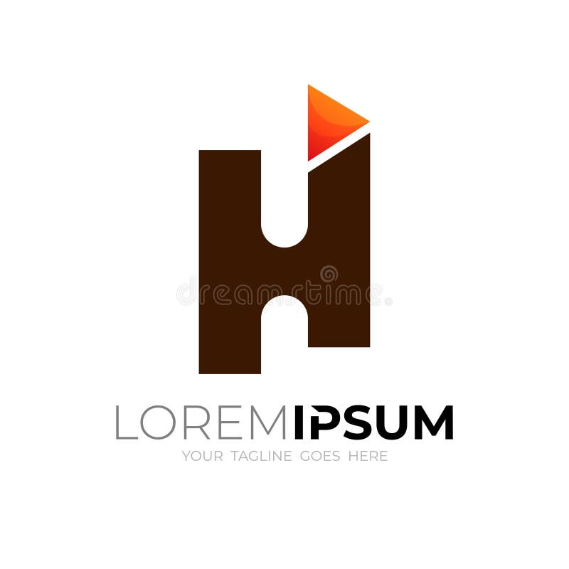 H Logo, Letter H Logo and Play Icon Template, Stock Vector ...